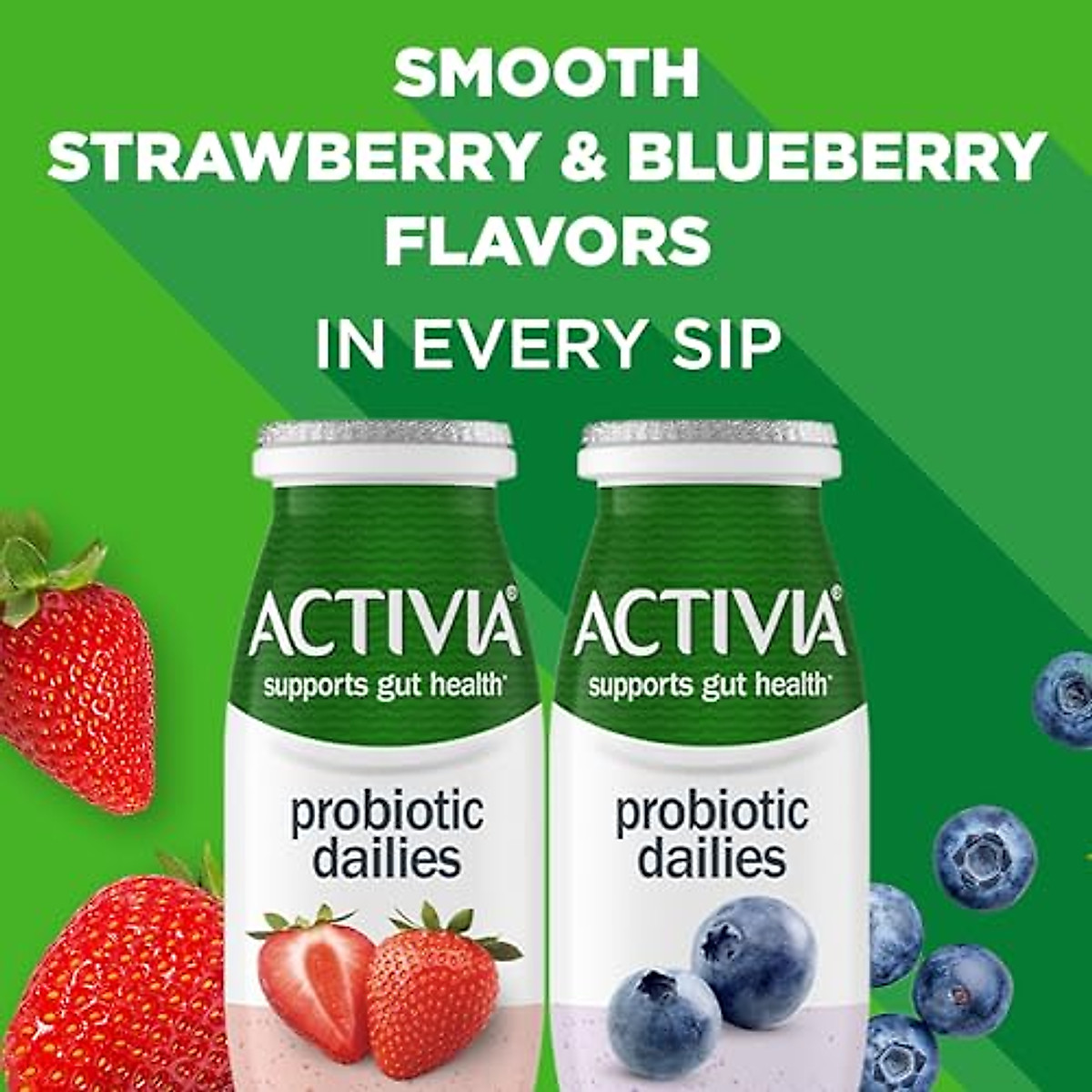 Activia Probiotic Dailies Strawberry and Blueberry Lowfat Yogurt Drinks, Delicious Daily Probiotic Yogurt Drinks to Help Support Gut Health, 8 Ct, 3.1 FL OZ