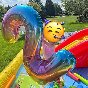 40 inch Rainbow Gradient Colorful Big Size Number Foil Helium Balloons Birthday Party Celebration Decoration Large globos (40 inch Rainbow 3)