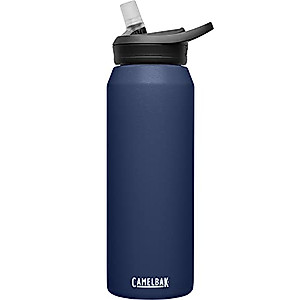 CamelBak eddy+ Water Bottle with Straw 32 oz - Insulated Stainless Steel, Navy