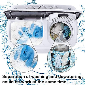 Portable Compact Twin Tub Washing Machine,Portable Laundry Washer,with Built-in Drain Pump Semi-automatic Cover Washing Machine for Camping, Apartments, Dorms, College Rooms (14.3Lbs Capacity,B)