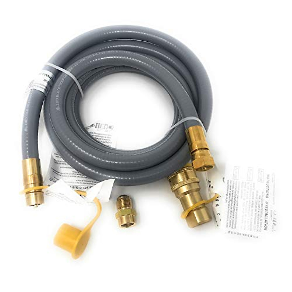 12 Feet 1/2" QDD+NG 144" Hose Natural Gas and Propane Conversion Kit [2585] 1/2" Quick Disconnect Low Pressure Hose Assembly for Outdoor Use Grill Griddle Smoker Fire Pit Pizza Oven Generator Heater