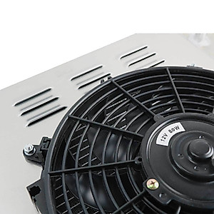 Cubauto All Aluminum Radiator Fan for 1967-1972 70 Chevy Gmc Blazer C/K Series C10 C20 C30 K10 K20 K25 Pickup Trucks Suburban Van 3 Row Core Radiator with Shroud Fan Relay