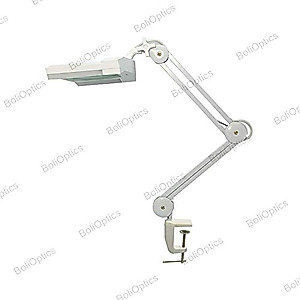 (Glass Lens) Professional LED Magnifying Lamp with Clamp, 7x6 inch Glass Lens, 1200 Lumens 5600K-6000K Daylight Bright 60 SMD LED, Work Light Mounting Bracket Clamp (5 Diopter) BoliOptics MG16302211