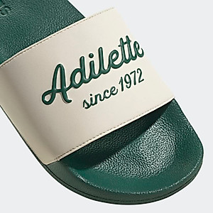 adidas Unisex Adilette Shower Slides Sandal, Wonder White/Collegiate Green/Collegiate Green, 8 US Men