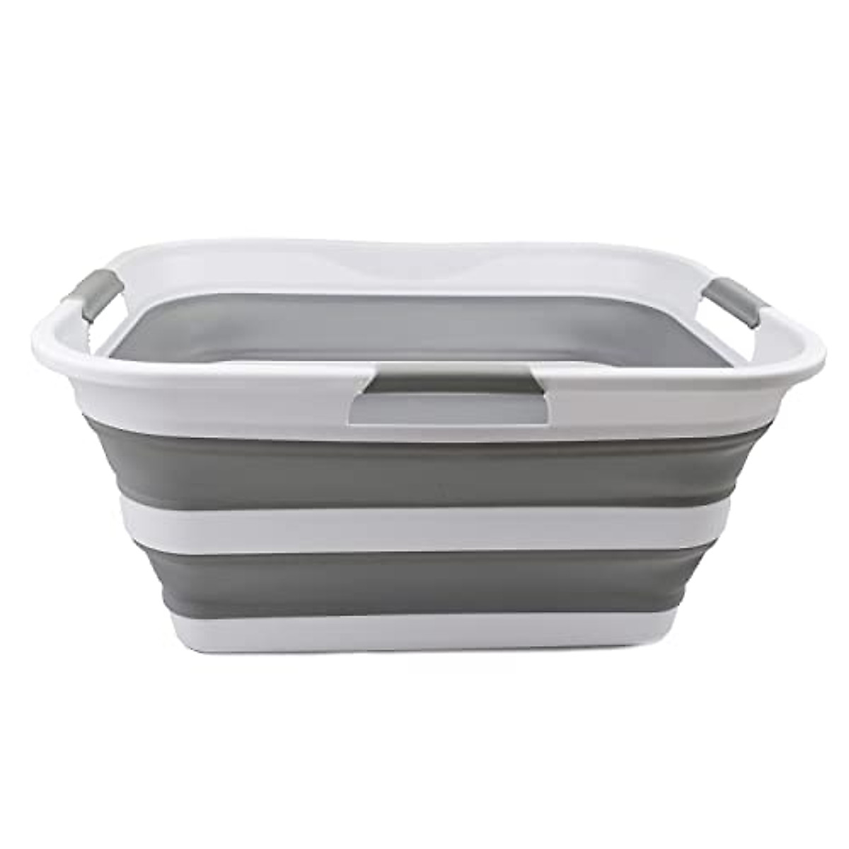 Collpasible Laundry Basket (42L Collapsible Laundry Basket (White/Grey))