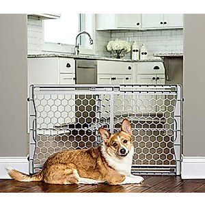 Carlson Pet Products Easy Fit Plastic Adjustable Pet Gate, Fits Openings 28-42" Wide, Includes Rubber Pads to Protect Walls,Gray