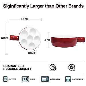 jinsongdafa Ceramic Escargot Plates (2-Pack) 6.22-Inch with Handle Footed Dishes, Oven Safe Holes Set for Home Restaurant Hotel (Brown, 6.22 inch)