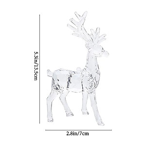Sewroro 2pcs Christmas Reindeer Ornaments Acrylic Reindeer Deer Figurine Glass Collection Ornament Statue Animal Collectible Standing Christmas Table Centerpiece Home Decoration