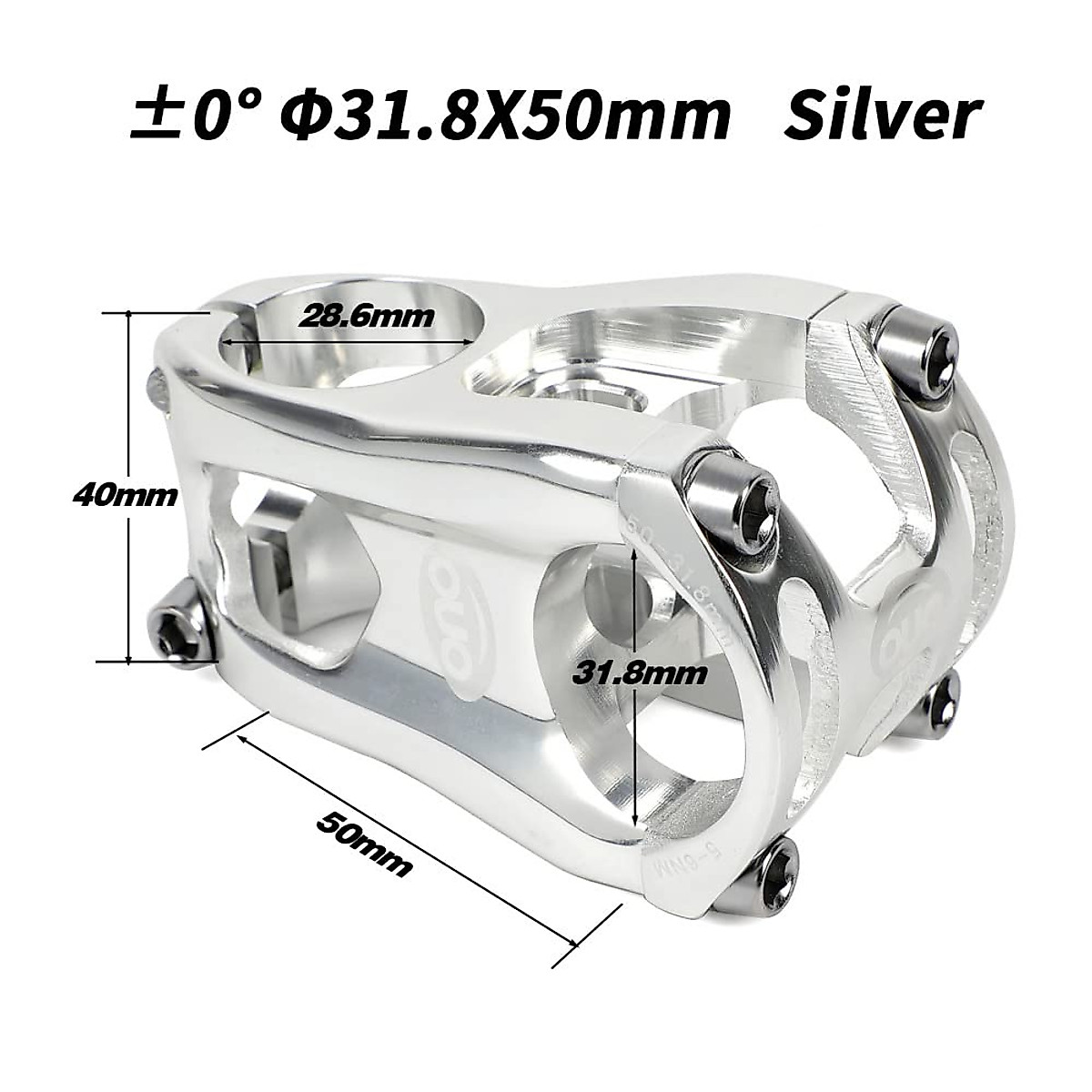 BBxunsless Mountain Bike CNC Stem Ultralight Bicycle Hollow Handlebar Stem High-Strength Aluminum Alloy 31.8x50mm Stem for MTB/Road Bike (Sliver)