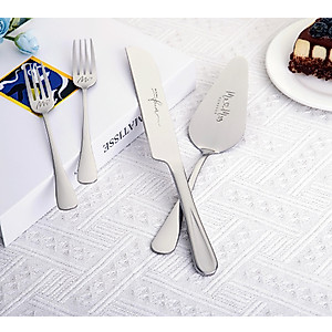 VARLKA Cake Cutting Set for Wedding, Wedding Cake Knife and Server Set, Bride and Groom Cake Cutter Server Set and Forks, Birthday, Wedding Gifts, Bridal Shower Gifts for Couples