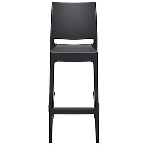 Pemberly Row 29.5" Commercial Grade Resin Barstool in Black - Set of 2