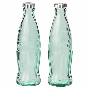 TableCraft Coca-Cola Salt and Pepper Shaker Set with Chrome Plated Metal Rack, Coca-Cola Salt and Pepper Shaker Set