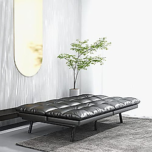 FONTOI Futon Sofa Bed Memory Foam Couch Sleeper Daybed Foldable Convertible Loveseat, Black