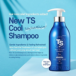 New TS Cool Shampoo for Scalp and Hair (16.9 Fl Oz) | Therapy Shampoo | Mint Scent with Essential Oil & Natural Ingredients | Parabens free | Anti- Dandruff & Cooling Shampoo| Made in Korea