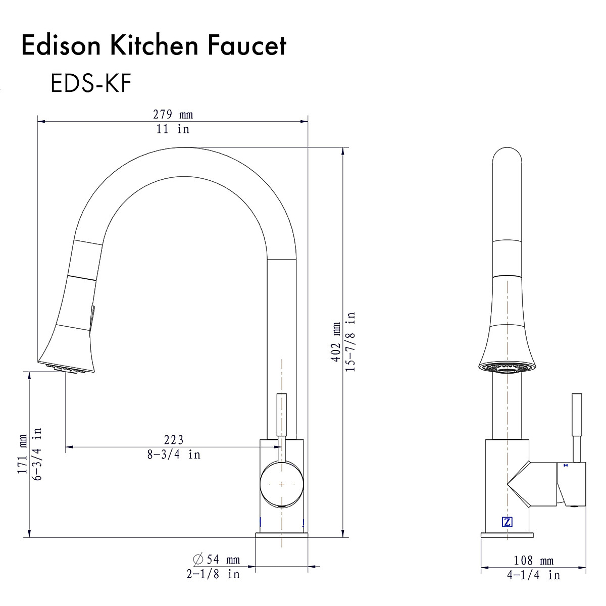 ZLINE Autograph Edition Edison Kitchen Faucet in Polished Gold (EDS-KF-PG)