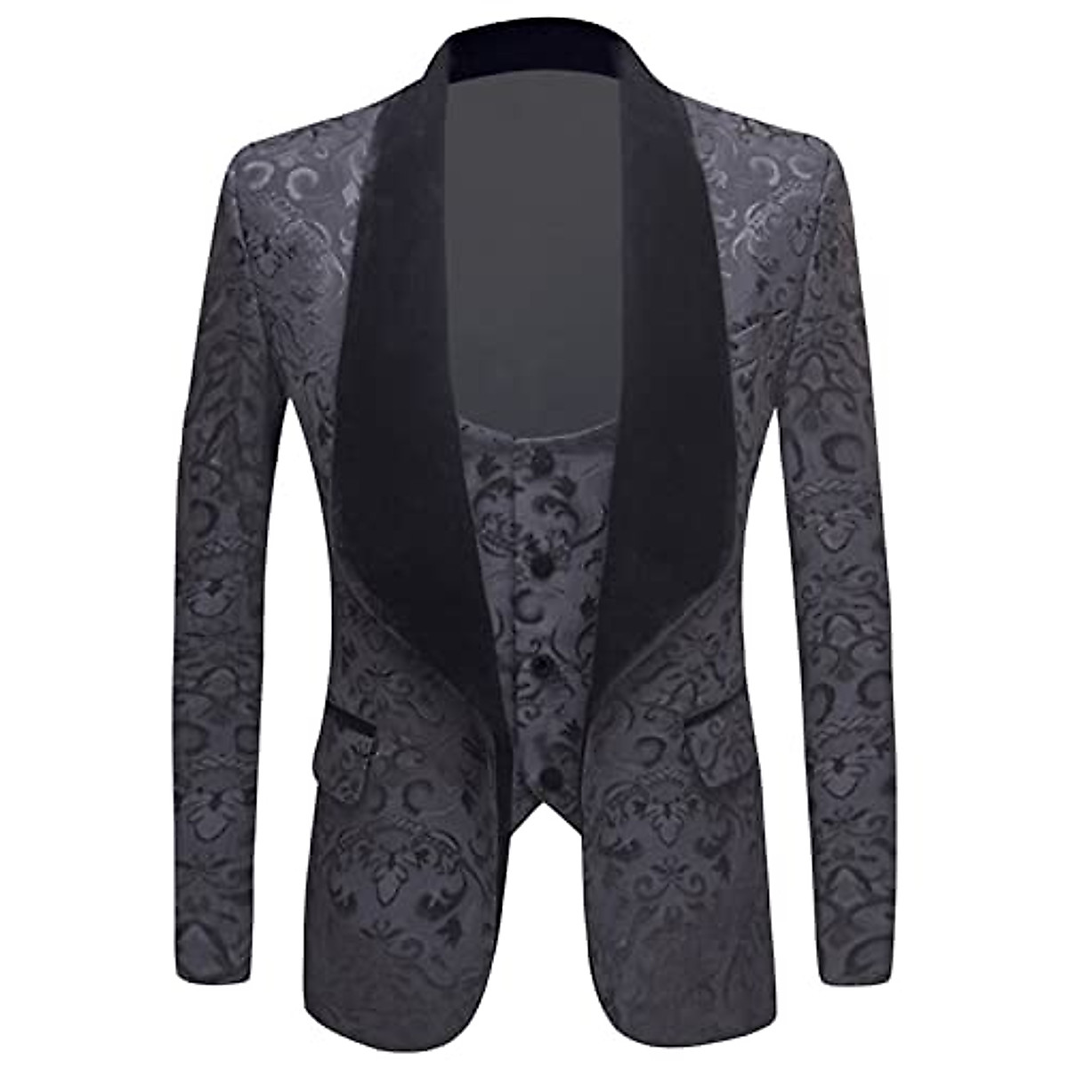 Men Shiny Sequins Suit Jacket One Button Notched Lapel Party Sport Coat Gold Sequin Stylish Slim Tux Dress Blazer (Black,3X-Large)