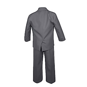 5pc Formal Wedding Boys Dark Gray Vest Necktie Sets Suits Baby to Teen (L:(12-18 Months))