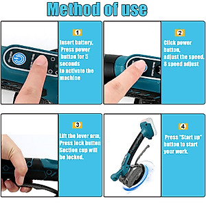 Tile Vibration Leveling Machine for Makita 18V Battery, Cordless Portable Tile Vibrator Tool with 5 Adjustable Speed & Suction Cup & Digital Display & Package Bag for Floor Wall Tile(Tool Only)