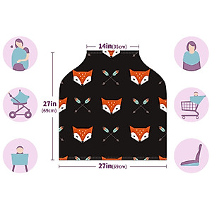 Baby Car Seat Stroller Covers Feather Arrows and Fox Nursing Cover Breastfeeding Scarf Soft Breathable Stretchy Infant Car Canopy Coverage Carseat Cover for Boys and Girls Multi Use