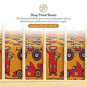 TAFTS Bamboo Crib Sheet Fitted, Girls Boys & Unisex 100% Organic Bamboo Crib Sheet for Standard Crib and Toddler Mattress, Super Soft, Cool, 360 Elasticized, (28" x 52" Racecar)