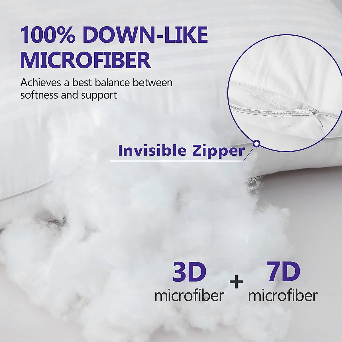 HOMELAB 2 Pack King Pillows for Sleeping - 100% Breathable Cotton Case, Soft Plush Down Alternative Filler, Medium to Soft Neck Support for Side Back and Stomach Sleepers, 20x36