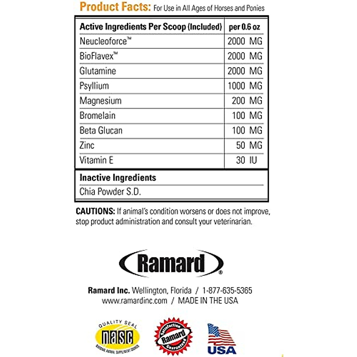 Ramard Total Calm & Focus Horse Supplement |Magnesium & Calming Supplement for Horse Training & Performance |Mental Alertness w/o Drowsiness |No Herbs or Banned Substances - Horse Show Supplies - 1 pk
