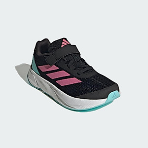 adidas Duramo SL Elastic Lace Sneaker, Core Black/Pink Fusion/White, 2 US Unisex Little Kid