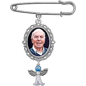Something Blue Wedding Bouquet Photo Charm Pin Lacy Oval Bridal Charm Walk Down The Aisle Easy to Make