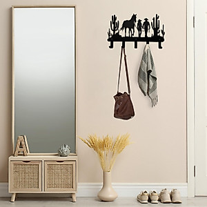 Ecqizer Cowboy Coat Hooks Wall Decor-Cowboy Hangers and Key Hooks Holder-Clothes Cowboy Hat Rack and Backpack Hanger-Cowboy Wall Art Decor for Storage, Living Room, Hallway, Bedroom…