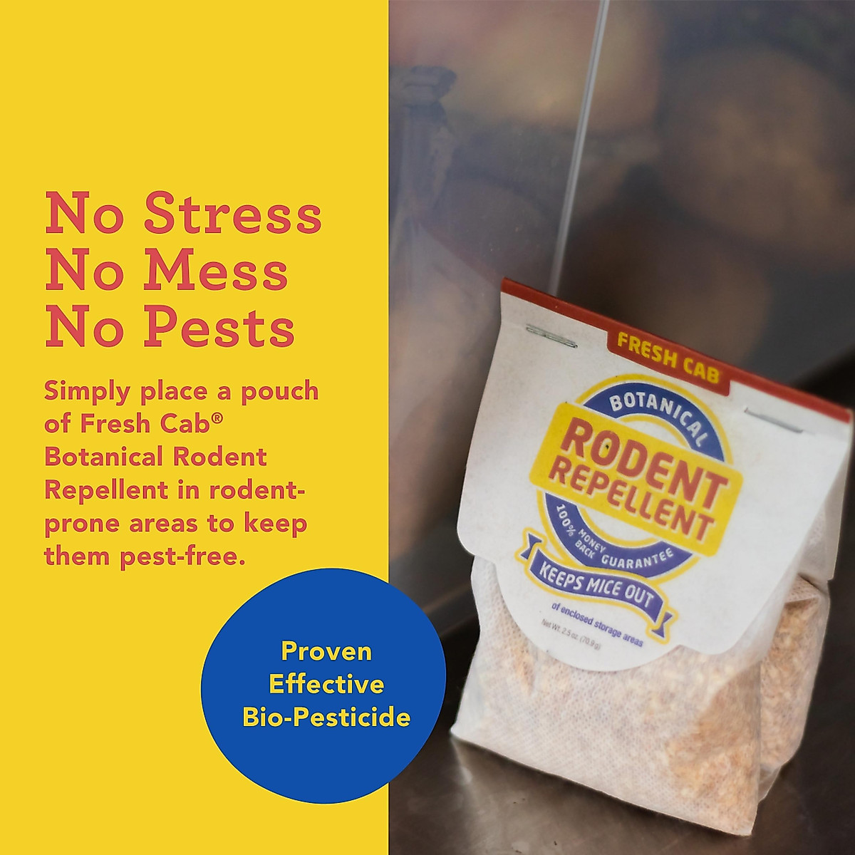 Fresh Cab Botanical Rodent Repellent - Environmentally Friendly, Keeps Mice Out, 4 Scent Pouches