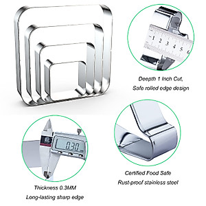 Rounded Square Cookie Cutter Set Large - 5 Inch, 4 Inch, 3 Inch, 2 Inch - Geometric Cookie Cutters Shapes Molds - Stainless Steel