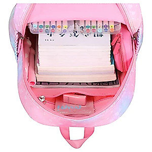 NXUEBDU Girls Backpack, Kids School Backpack with 15.6 Inch Laptop Compartments, Elementary Middle Bookbag for Travel Daypack (Pink)