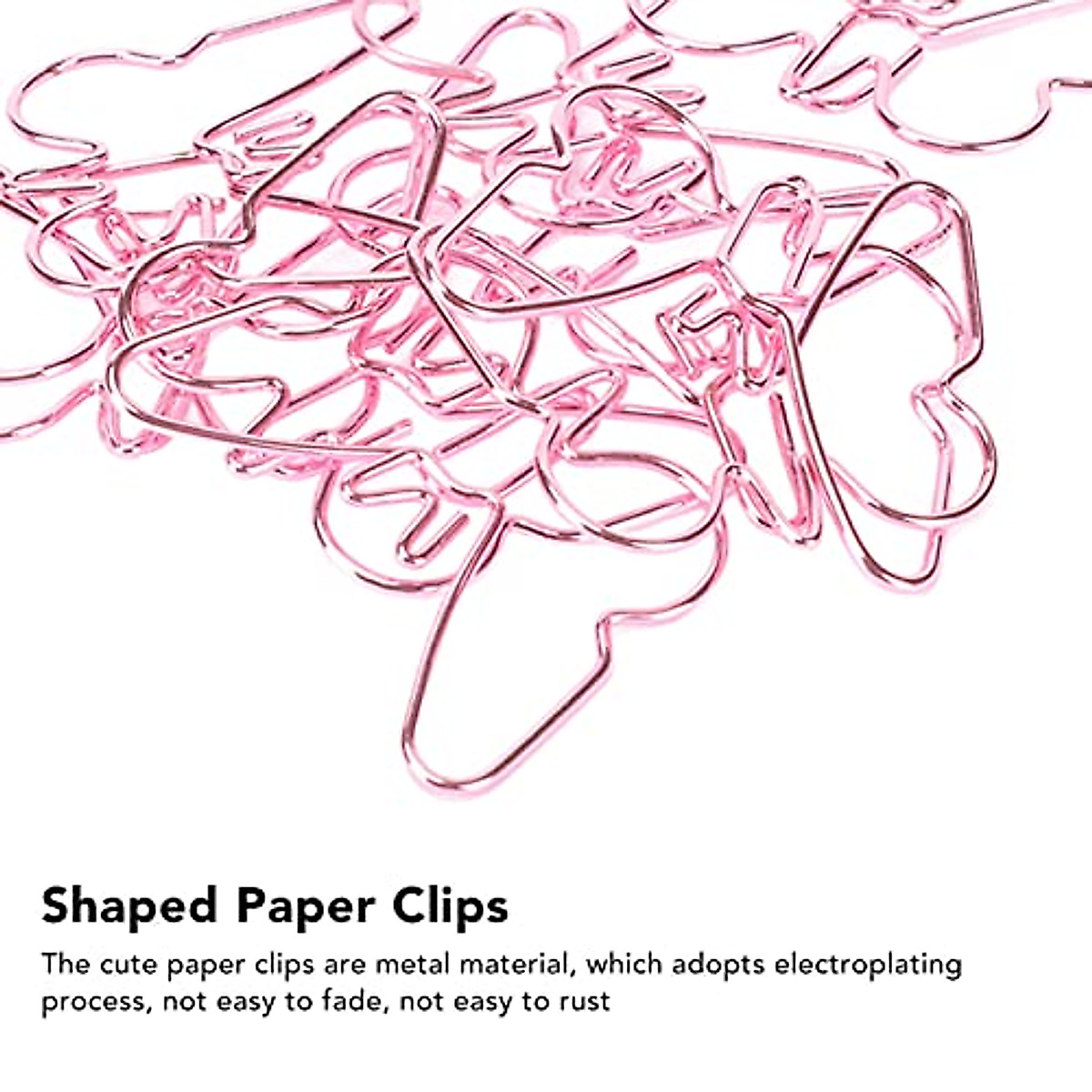 Pssopp 100Pcs Cute Paper Clips, Pink Butterflies Shape Electroplating Process Bookmark Clips for File Classification