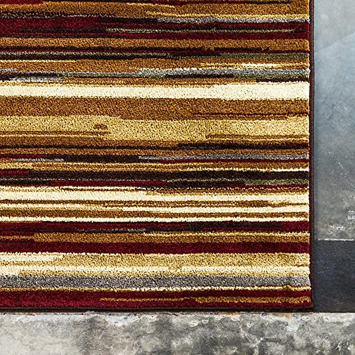 Unique Loom Barista Collection Modern, Abstract, Stripes, Urban, Rustic, Warm Colors Area Rug, 8' 0 x 10' 0 Rectangular, Multi/Beige