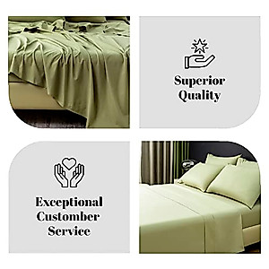 Bedlifes California King Sheet Sets- Cooling Sheets-Ultra Soft-Silky-Breathable-Deep Pocket- 1800 Series Bedding Set Microfiber Bed Sheets Sage Green Cal King 6 Pieces