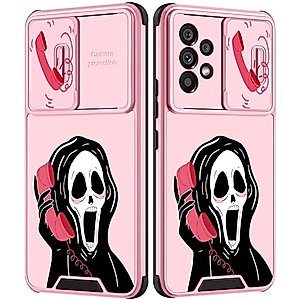 Goocrux for Samsung Galaxy A53 5G Case Skeleton for Women Girls Cute Skull Girly Phone Cover Gothic Design Aesthetic with Slide Camera Cover Funny Cool Cases for Galaxy A53 6.5''