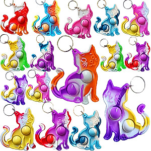 (Students Gift)24 Packs Bulk Small Cat Mini Pop Key chain，Birthday gift Party Favors Supplies,for boy and girl Student award gift