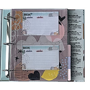 Balanchy Recipe Binder Refill Pages 30 4 x 6 Recipe cards, 20 x A4 Recipe Cards, 45 Page Protectors,1 Pc of A4 Stickers for 11 x 12 x 2.8 Inch 3 Ring Recipe Binder Kit