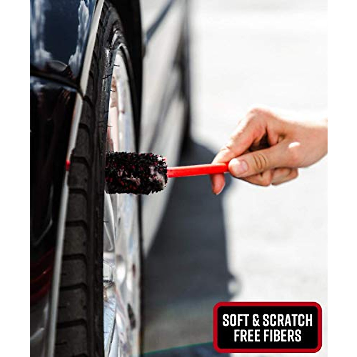 Adam's Wheel Woolies Car Detailing Brush (Bundle) - Car Cleaning Wheel Brush | Use W/Wheel Cleaner, Rim Cleaner, Chrome Cleaner | Car Wash Brush Cleans Brake Dust from Barrels & Hard to Reach Areas