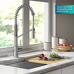KRAUS Oletto Touchless Sensor Commercial Pull-Down Single Handle Kitchen Faucet with QuickDock Top Mount Assembly in Spot Free Stainless Steel, KSF-2631SFS