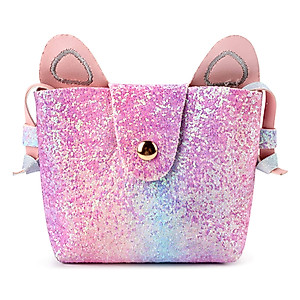 Mibasies Purse for Little Girls Dress Up Jewelry Pretend Play Kids Accessories Gifts Presents (Pink Purple Rainbow1)