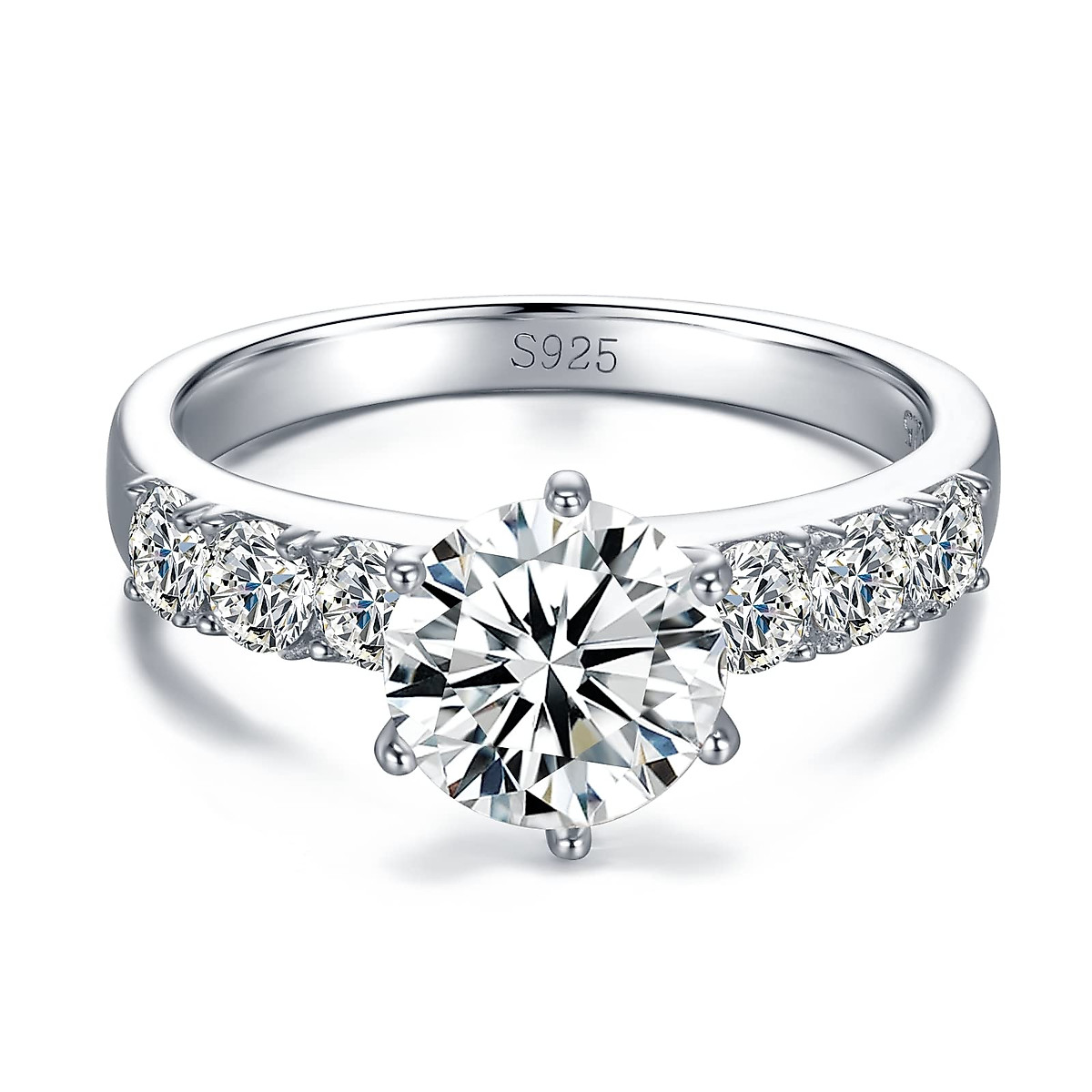 Atylyk Total 3.2cttw Center 2CT Moissanite Engagement Ring Wedding Promise Gold-plating Sterling Silver Rings for Women,Size 6.5