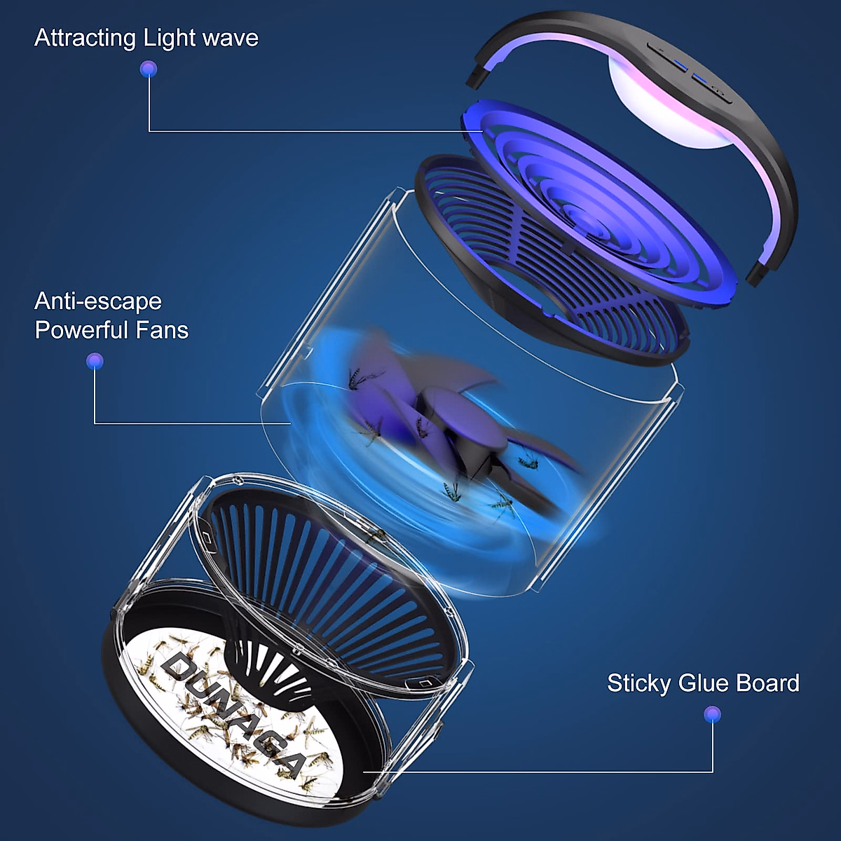 du Fly Traps Indoor, Fruit Fly Trap Indoor, Gnat Traps, Bug Zapper Indoor,Mosquito Traps with 10 Sticky Glue Boards, Black