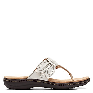 Clarks Laurieann Rae Flat Sandal, White Leather, 11 Medium