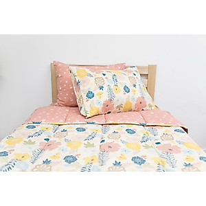 Beddy's Flower Blossoms Girls Durable Zipper Bedding, Bed in a Bag, Floral Sheets and Comforter, Easy to Make and Wash, Includes Pillowcase and Pillow Sham, Kids Zip Bedding, Super Soft All Season