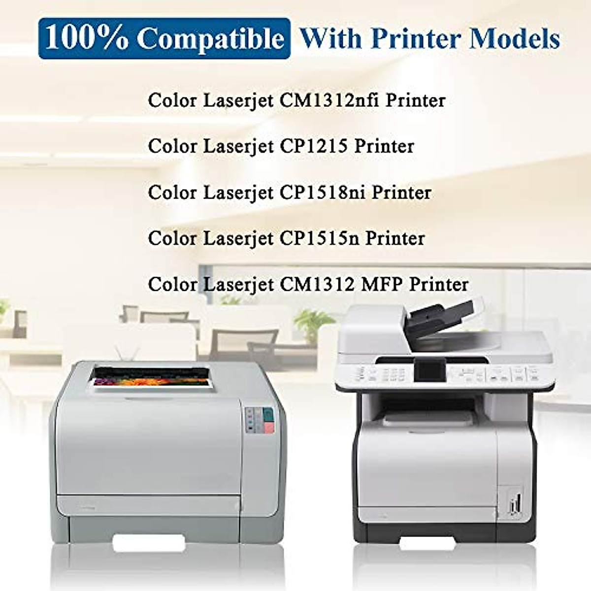 4-Pack (1BK+1C+1Y+1M) 125A | CB540A CB541A CB542A CB543A Compatible Remanufactured Toner Cartridge Replacement for HP Color CP1215 CP1518ni CP1515n CM1312nfi Printer, Toner Cartridge.