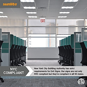 Sunlite 05278 LED Edge Lit Exit Sign, Silver Panels with Bright Red Lettering, 90-Min Battery Back-Up, Dual Voltage 120-277V, Universal Mounting, Long Lasting, Fire Safety, NYC Compliant