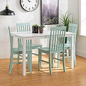 Walker Edison Modern Color Dining Room Table and Chair Set Small Space Living Kitchen, Dining Set, 48 Inch, 4 Person, White and Sage Green