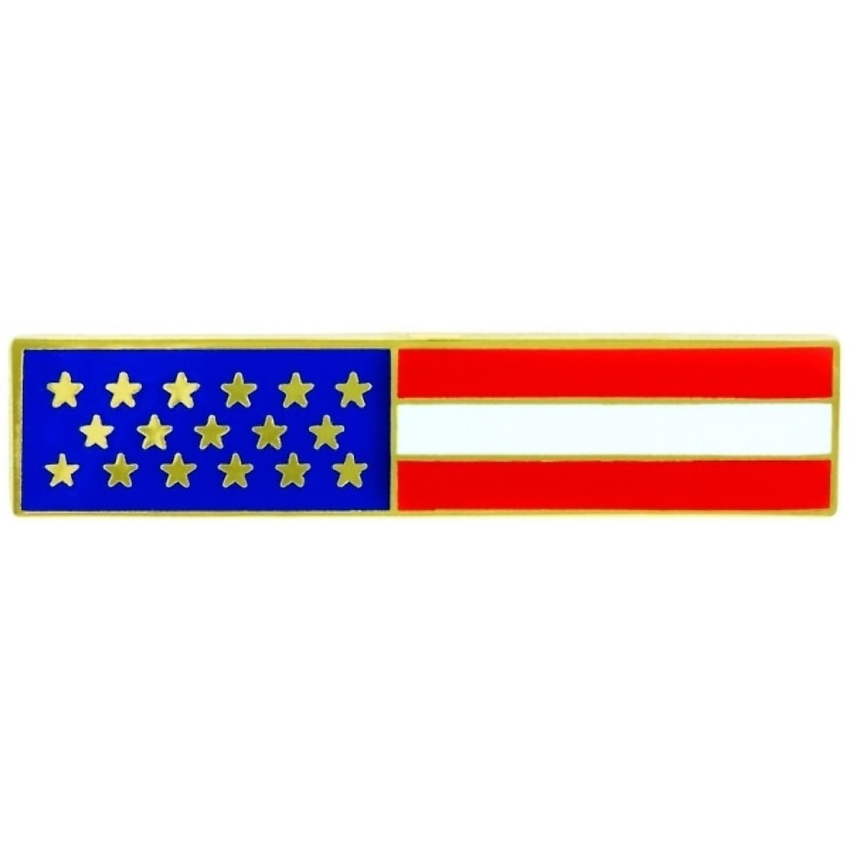 U.S. Flag Lapel Pin, Enameled & Plated, 2 Clutch Backs, 1-3/4x3/8" Regular/Clutch Back Blue Line 1-3/4 x 3/8"