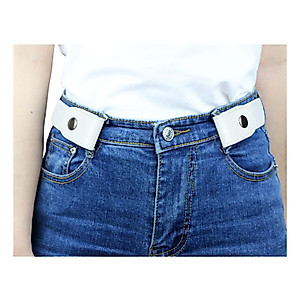 maikun 2 Pieces Buckle Free Belt,White stretch belt, Buckless Elastic Belt Women, Black + White, Waist size 24-50''